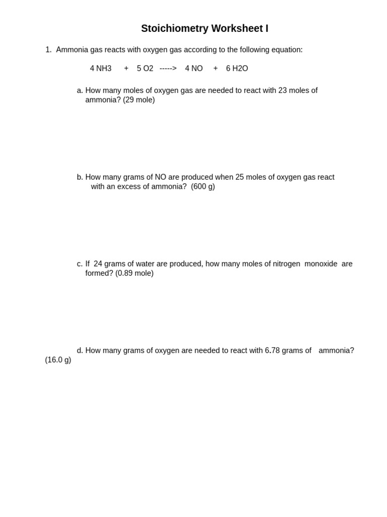 Stoichiometry Mixed Problems PDF | PDF