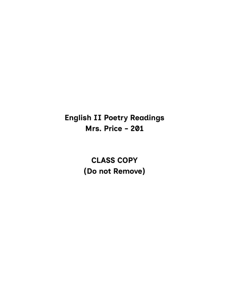 Poetry Readings for E2 | PDF | Rhyme | The Raven