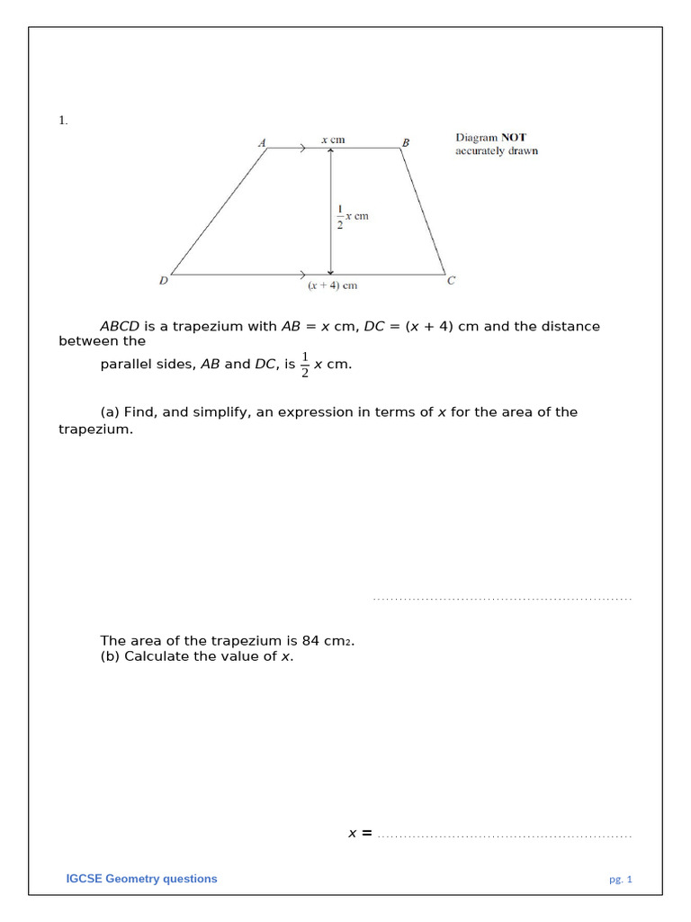 Geometry Past Paper Questions | PDF | Area | Circle