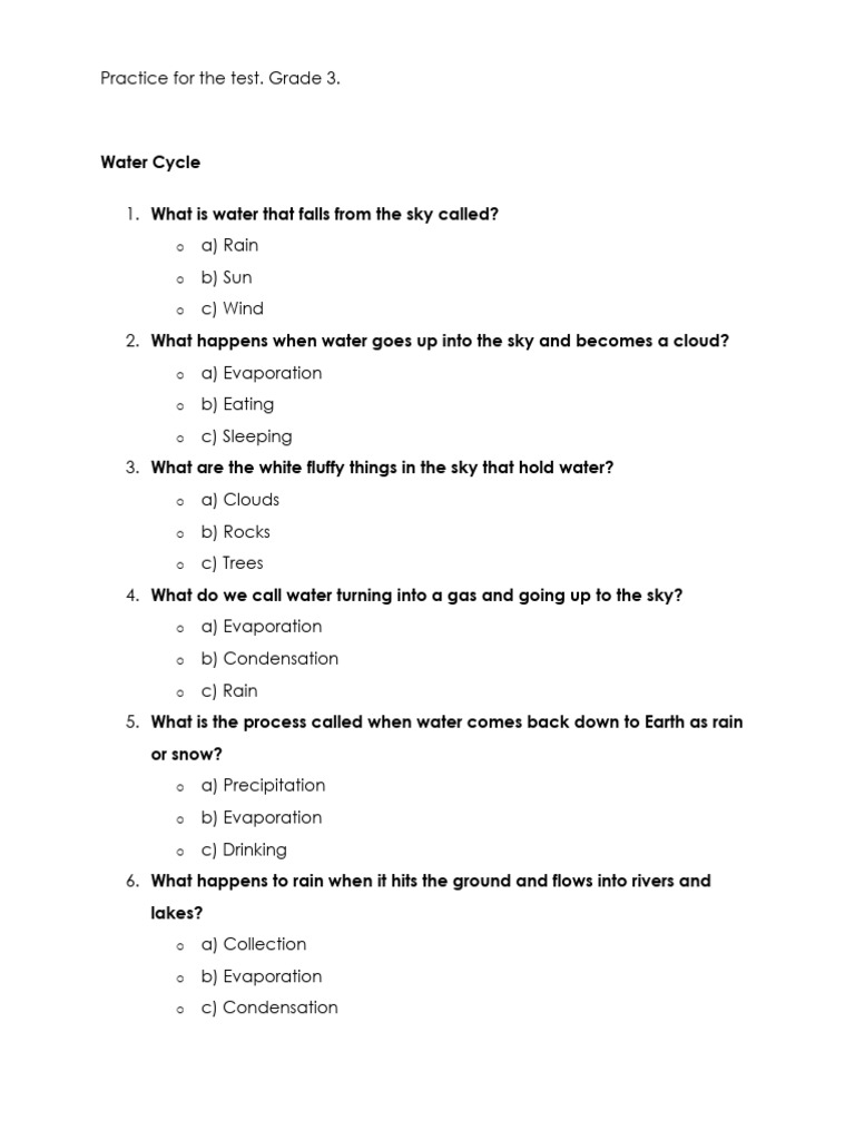 Grade 3. Practice For The Test. | PDF | Butterfly | Rain