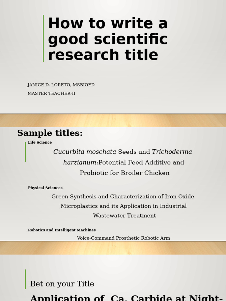Crafting Effective Scientific Titles | PDF
