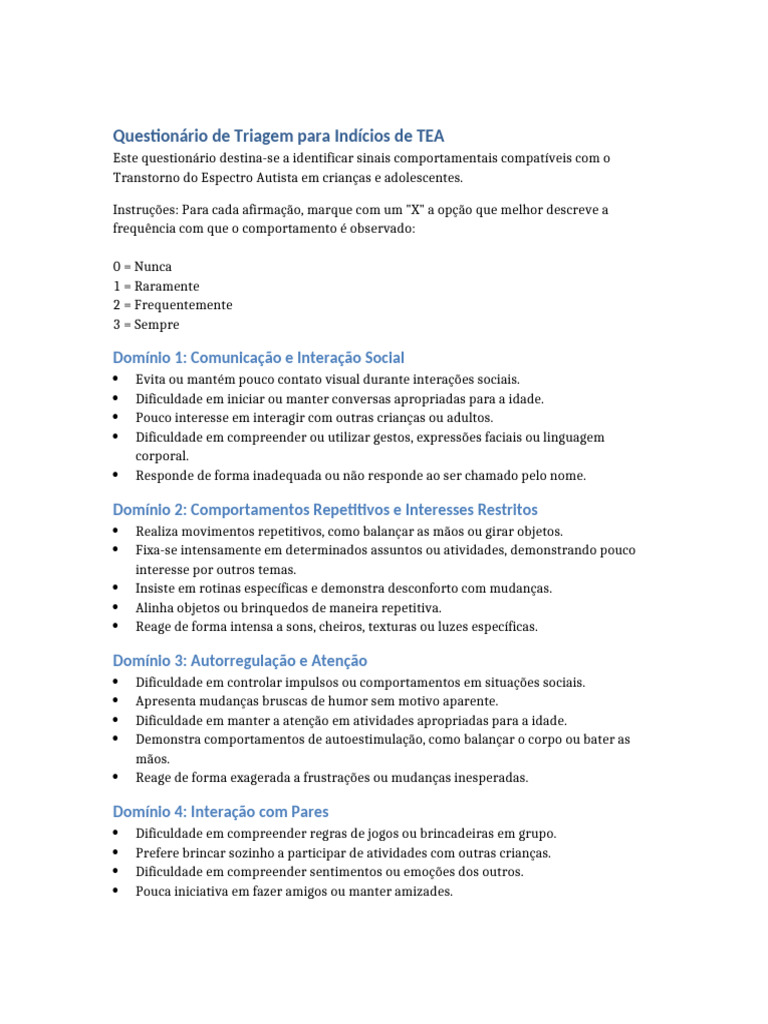 Questionario_TEA (2) | PDF