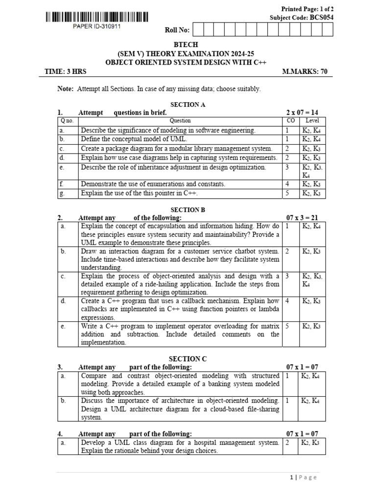 Bcs054 Object Oriented System Design With C | PDF | C++ | Object Oriented Programming