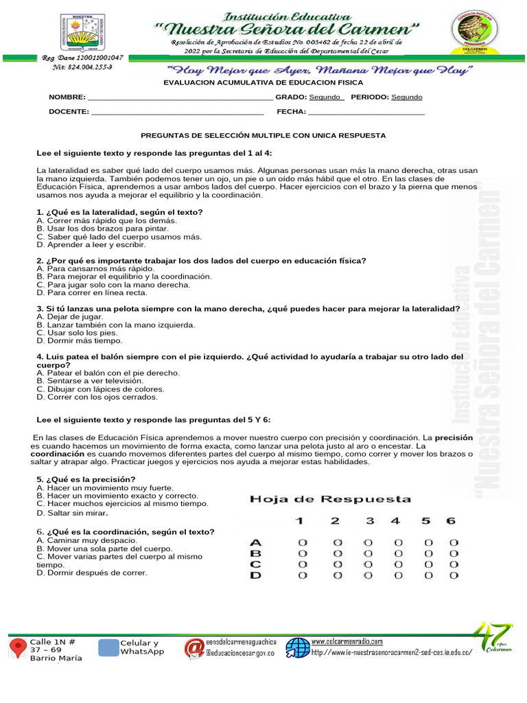 Eval Acomulativas Ed Fisica 2p 2025 | PDF