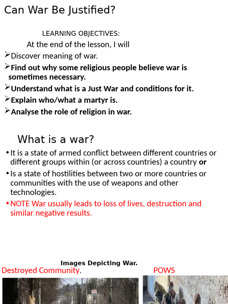 Yr9 - Can War Be Justified | PDF | Just War Theory | Jihad
