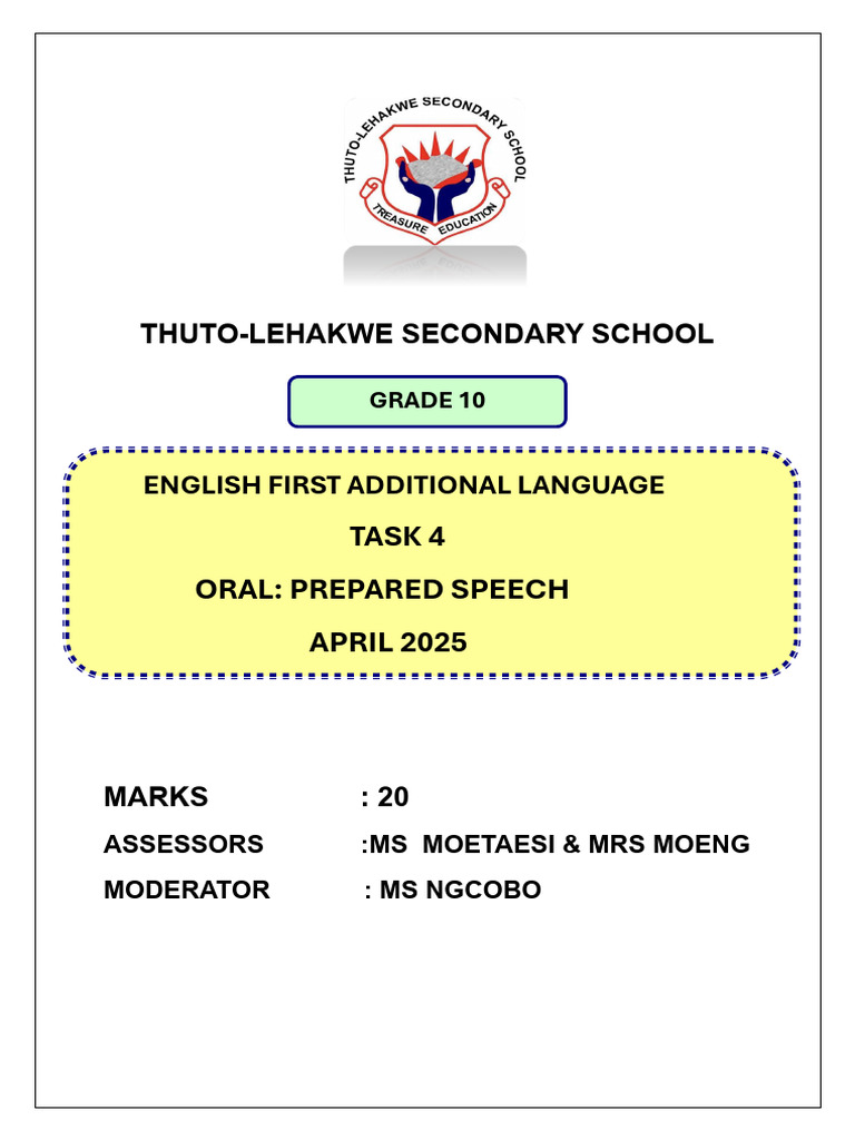 Grade 10 Prepared Speech Guidelines | PDF