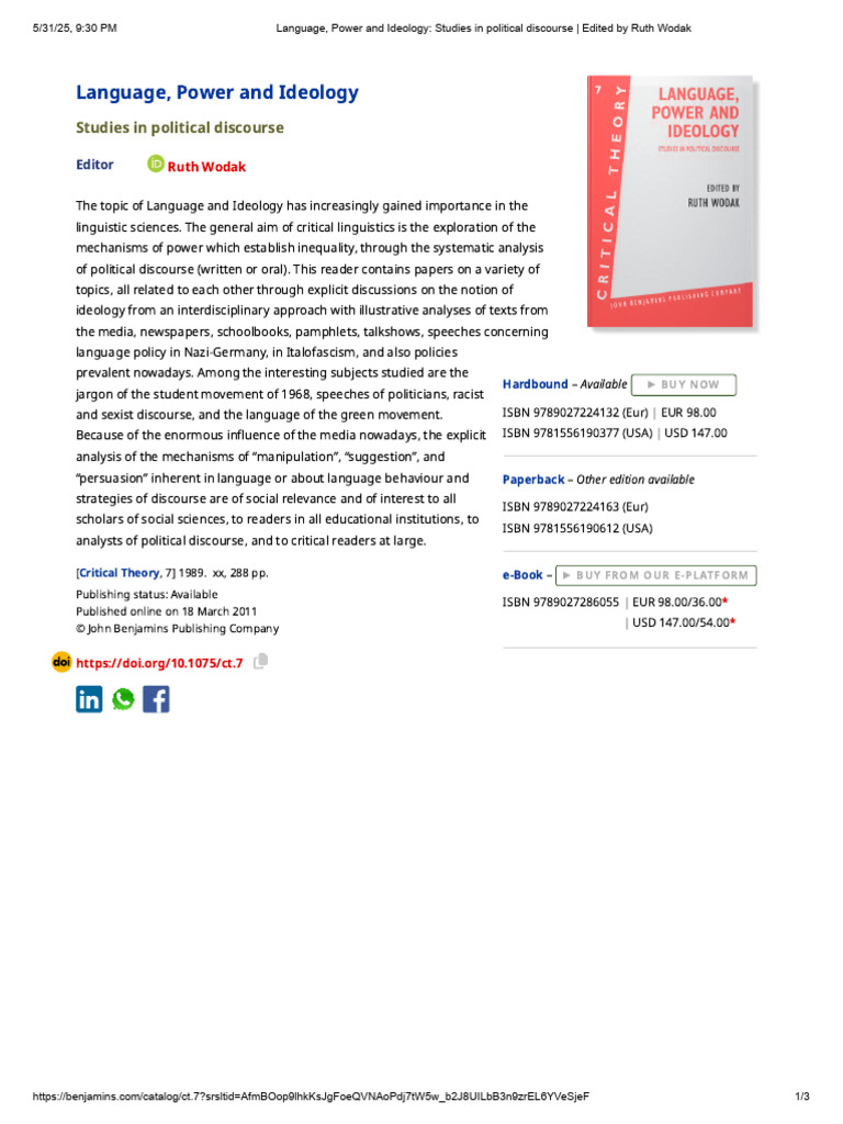 Language, Power, and Ideology Analysis | PDF | Liberal Arts Education ...