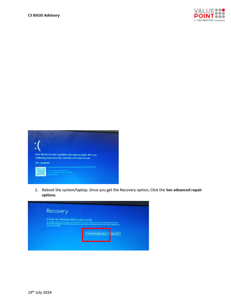 CS BSOD Advisory | PDF