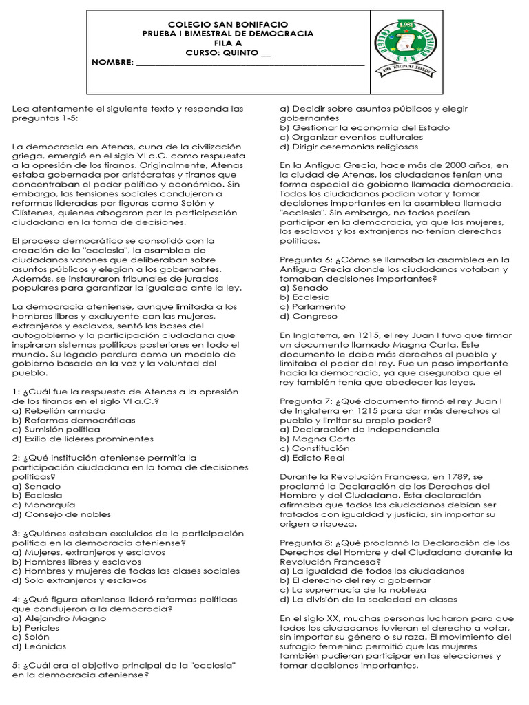 Bimestral Democracia5 Filaa p1 | PDF | Democracia | Ideologías políticas