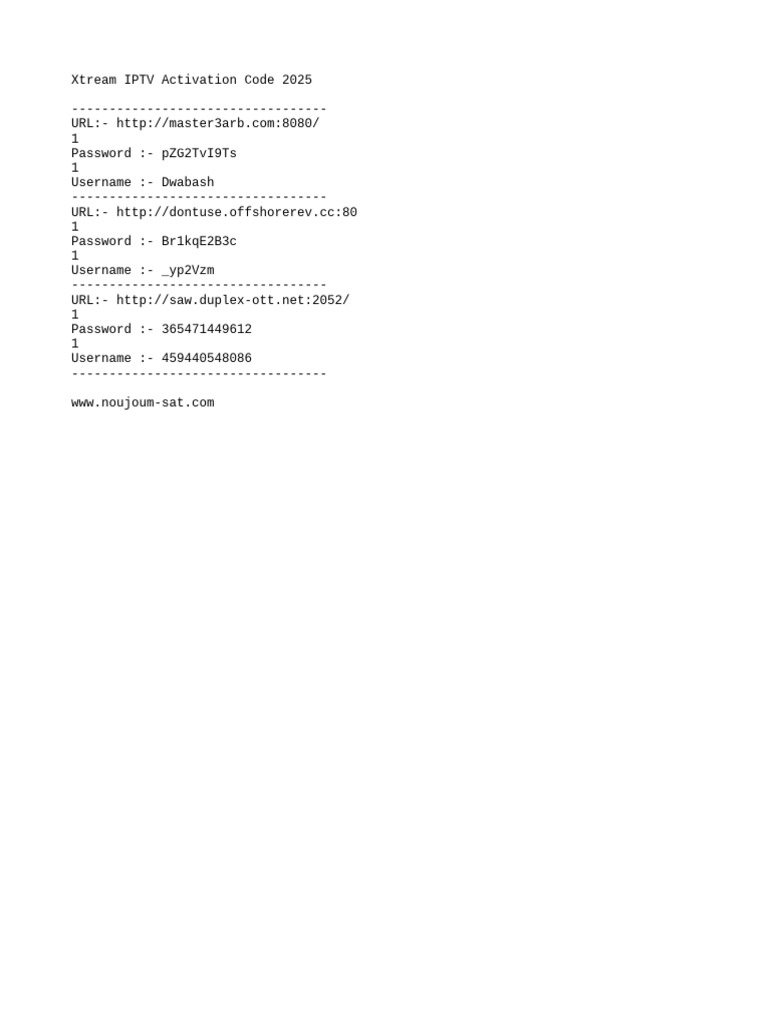 Xtream IPTV Activation Codes 2025 | PDF