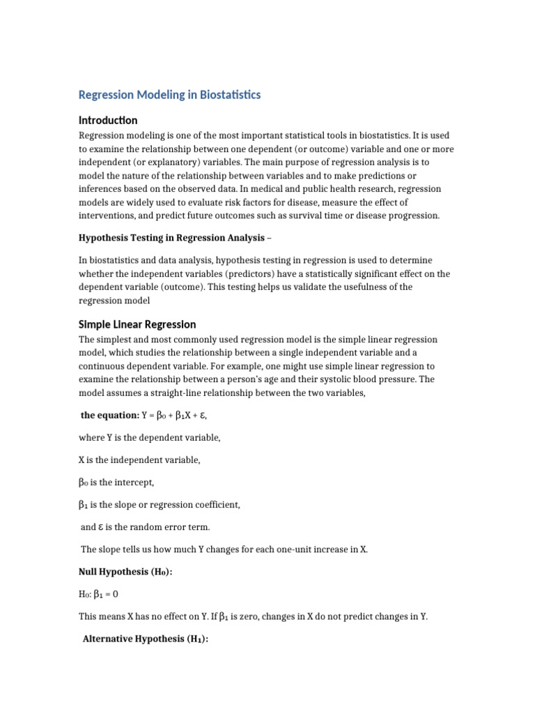 Unit 4 Biostatistics Chatgpt | PDF | Linear Regression | Dependent And Independent Variables