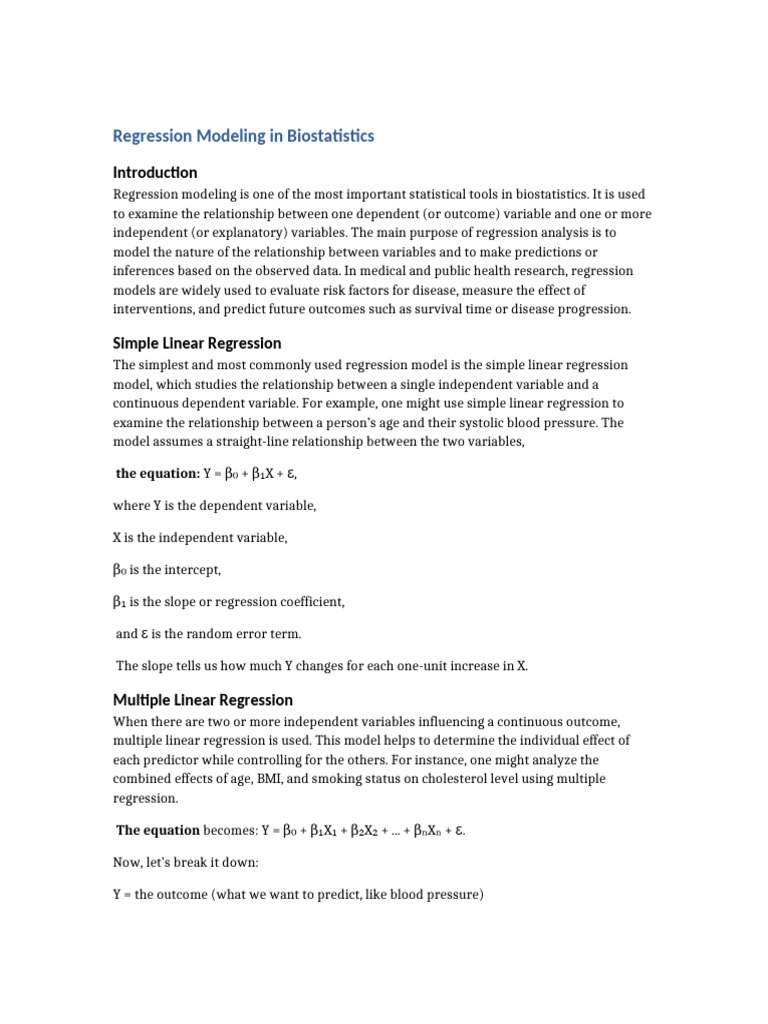 Regression Modeling in Biostatistics | PDF | Linear Regression | Regression Analysis