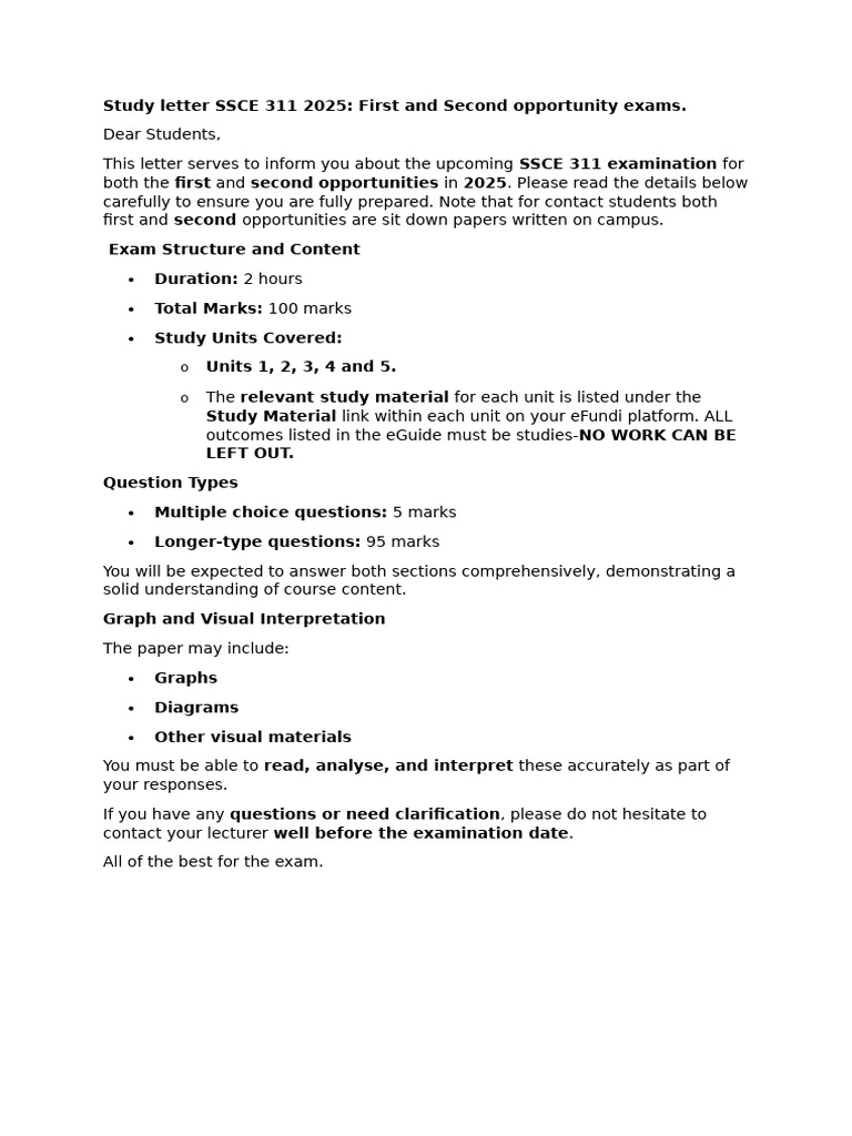 Study Letter Ssce311 - 1 | PDF