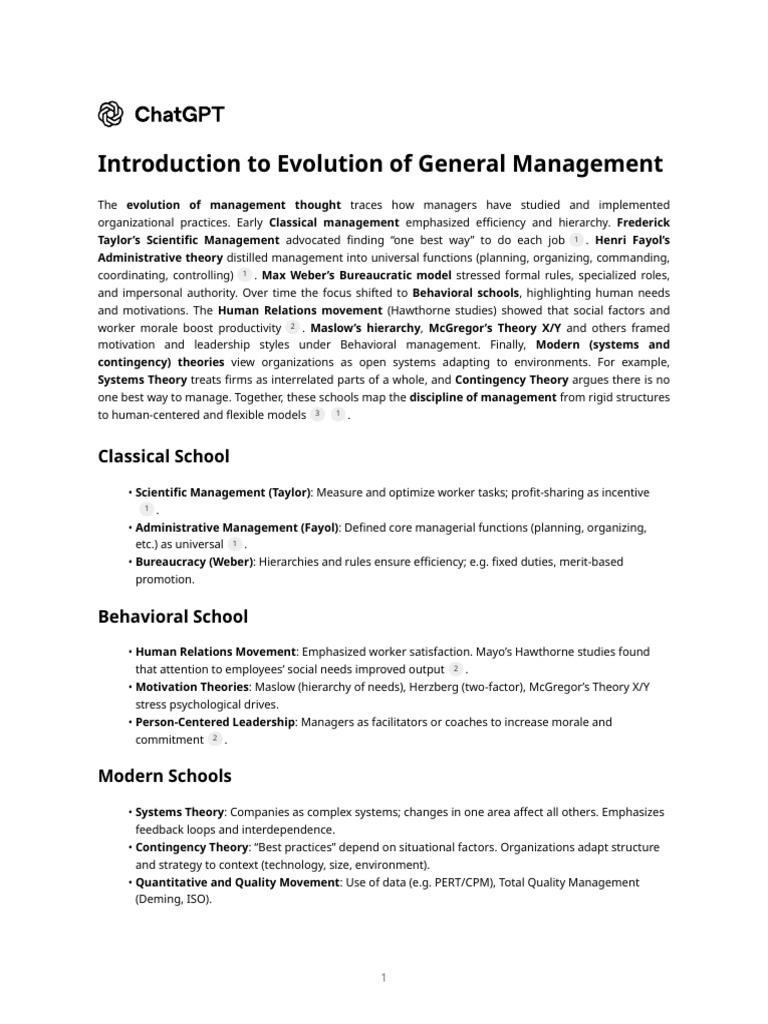 Introduction To Evolution of General Management | PDF | Corporate Social Responsibility ...