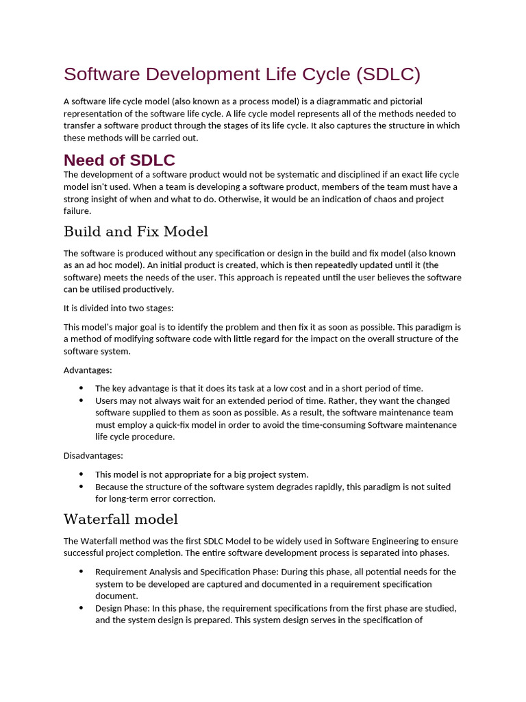 Software Development Life Cycle | PDF | Software Development | Computer ...