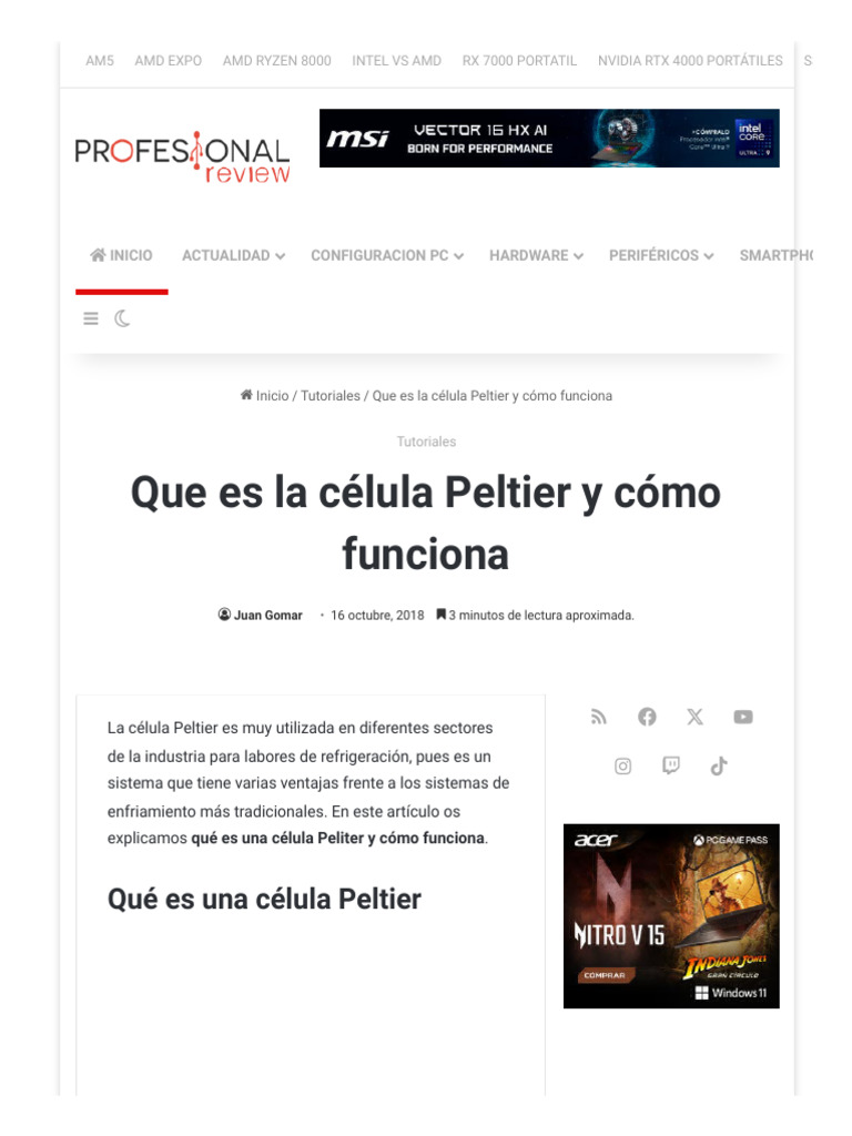 Célula Peltier: Funcionamiento y Usos | PDF | Química Física | Electricidad
