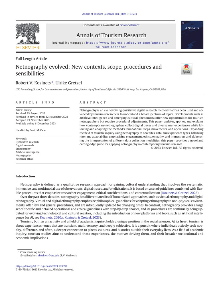 Netnography Evolved - New Contexts, Scope, Procedures and Sensibilities ...