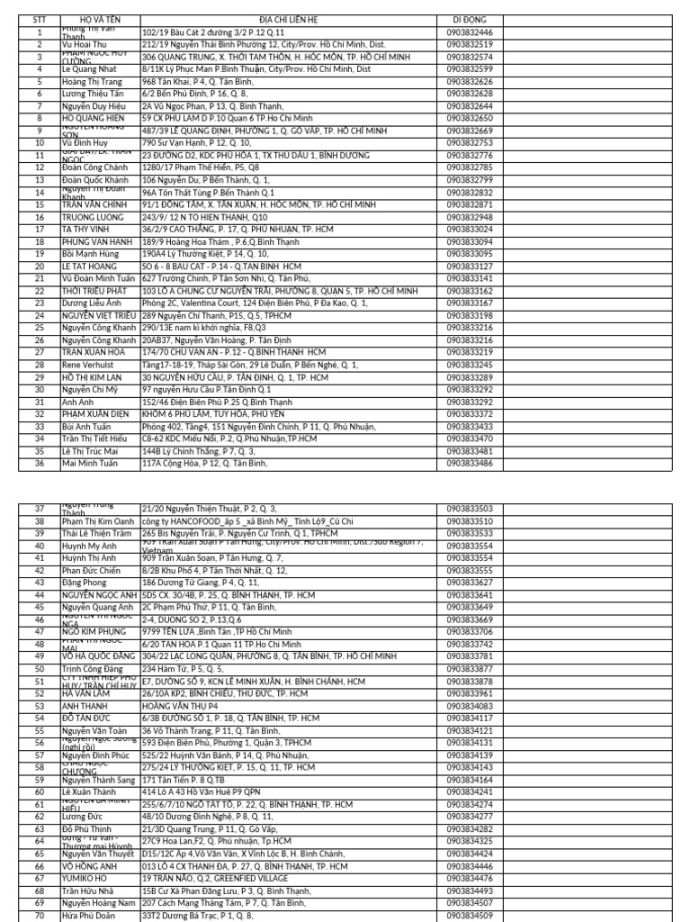 131 - Ds TV Bac Mobi TPHCM | PDF