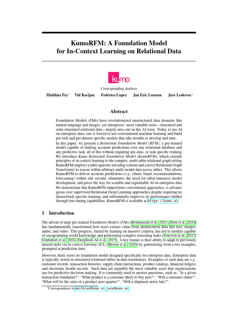 Kumo Relational Foundation Model | PDF | Deep Learning | Prediction