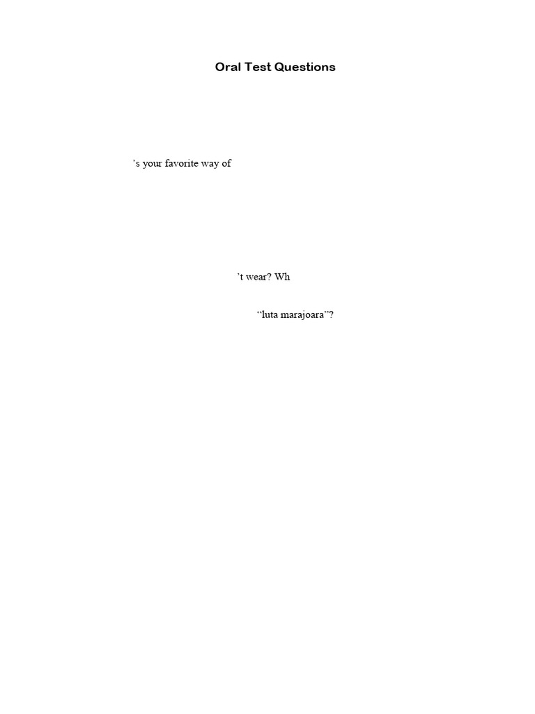 Oral Test Questions | PDF