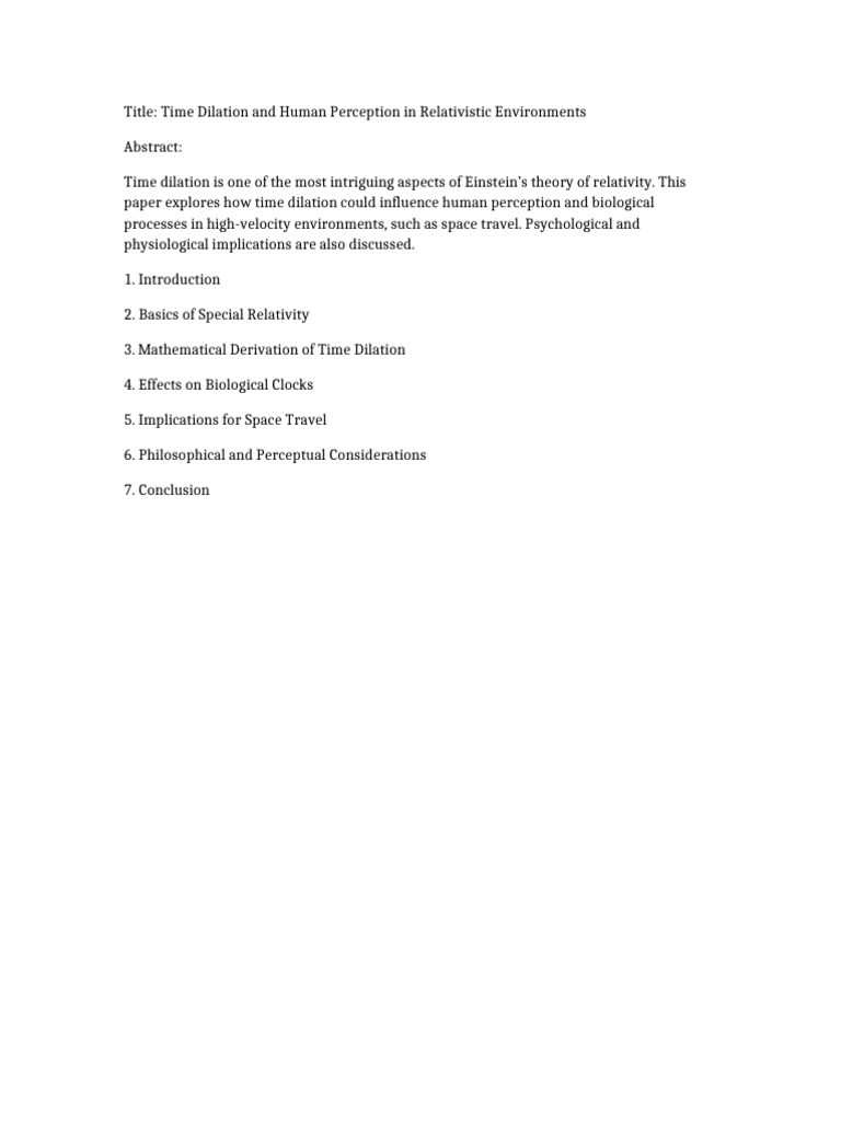 Research Paper Time Dilation | PDF