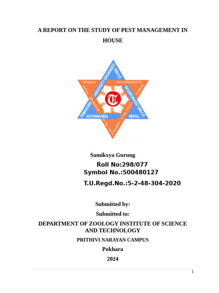 A Report On Study of Pest Management in House | PDF | Pest (Organism ...