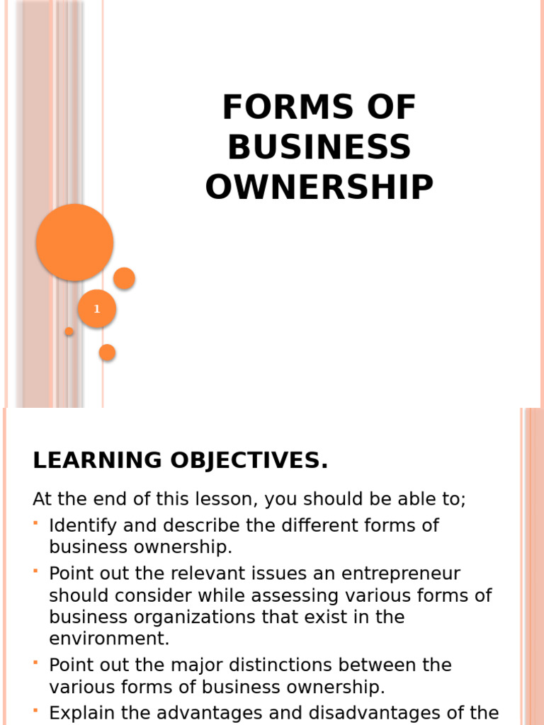 Lesson 7-f0rms of Business Ownership | PDF | Limited Liability Company ...