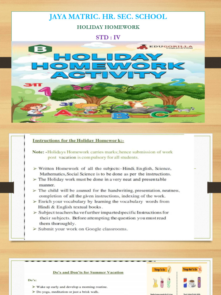 Annual Holiday Homework - IV | PDF