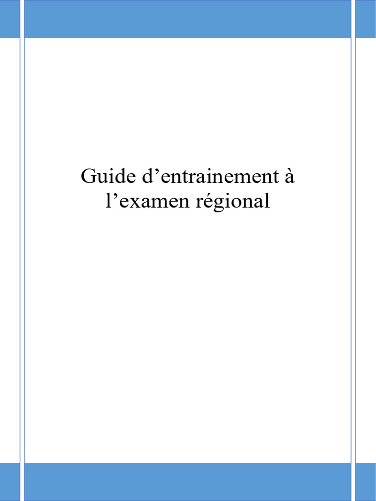 Guide d'entraînement à l'examen régional | PDF