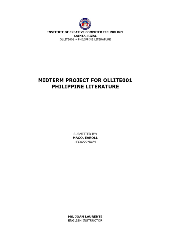 Earoll Mago - Ollite001 - Midterm Project | PDF | Love | Marriage