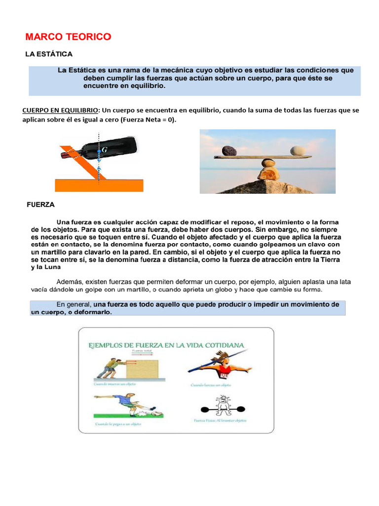 Material Teorico TP 3 - Estatica | PDF | Fuerza | Gravedad