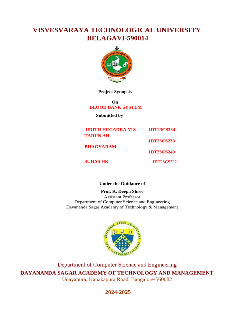 PBL Synopsis.2) | PDF | Software Testing | Blood Transfusion