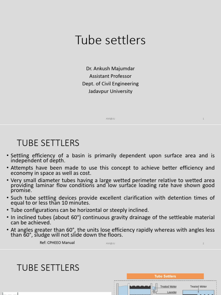 Water Treatment Tube Settler | PDF | Continuum Mechanics | Chemical ...