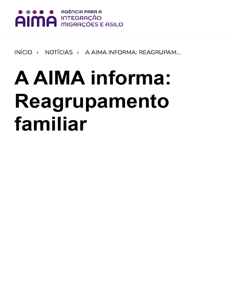 A AIMA informa_ Reagrupamento familiar | PDF | Portugal | Passaporte
