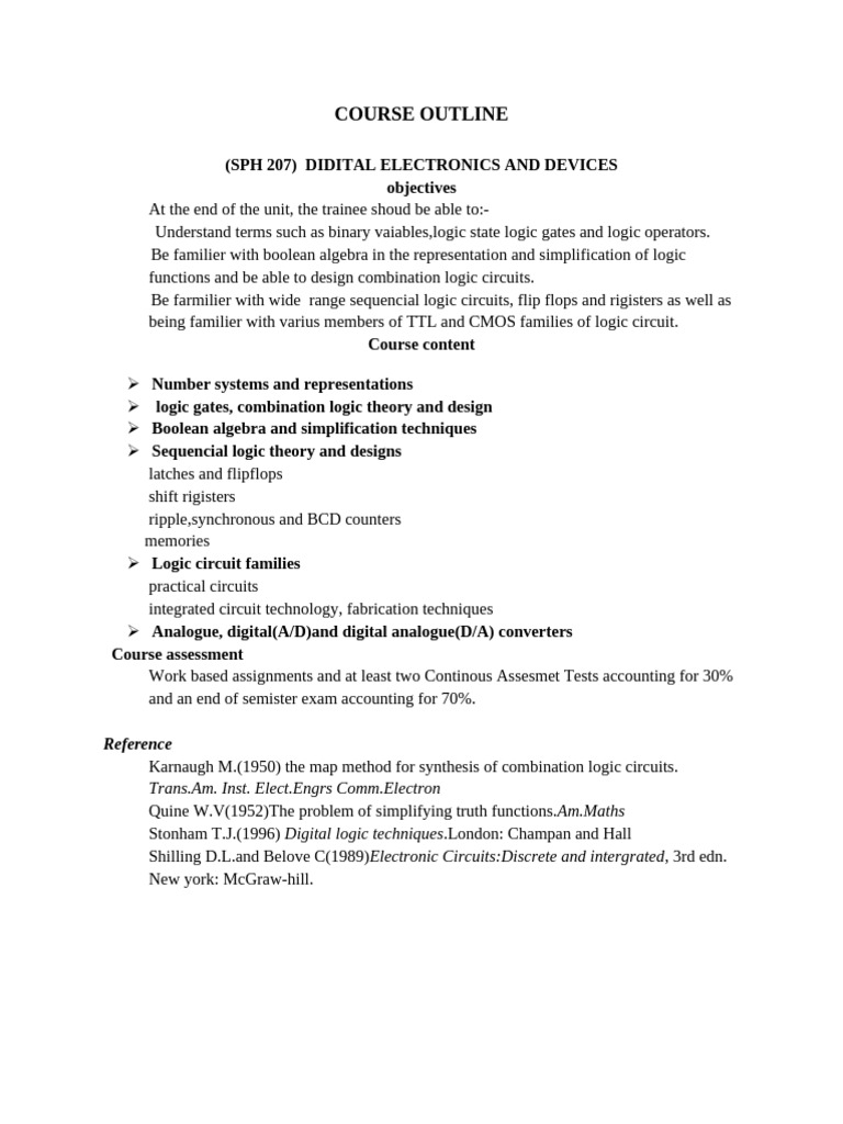 Delectronics Course Outline New | PDF