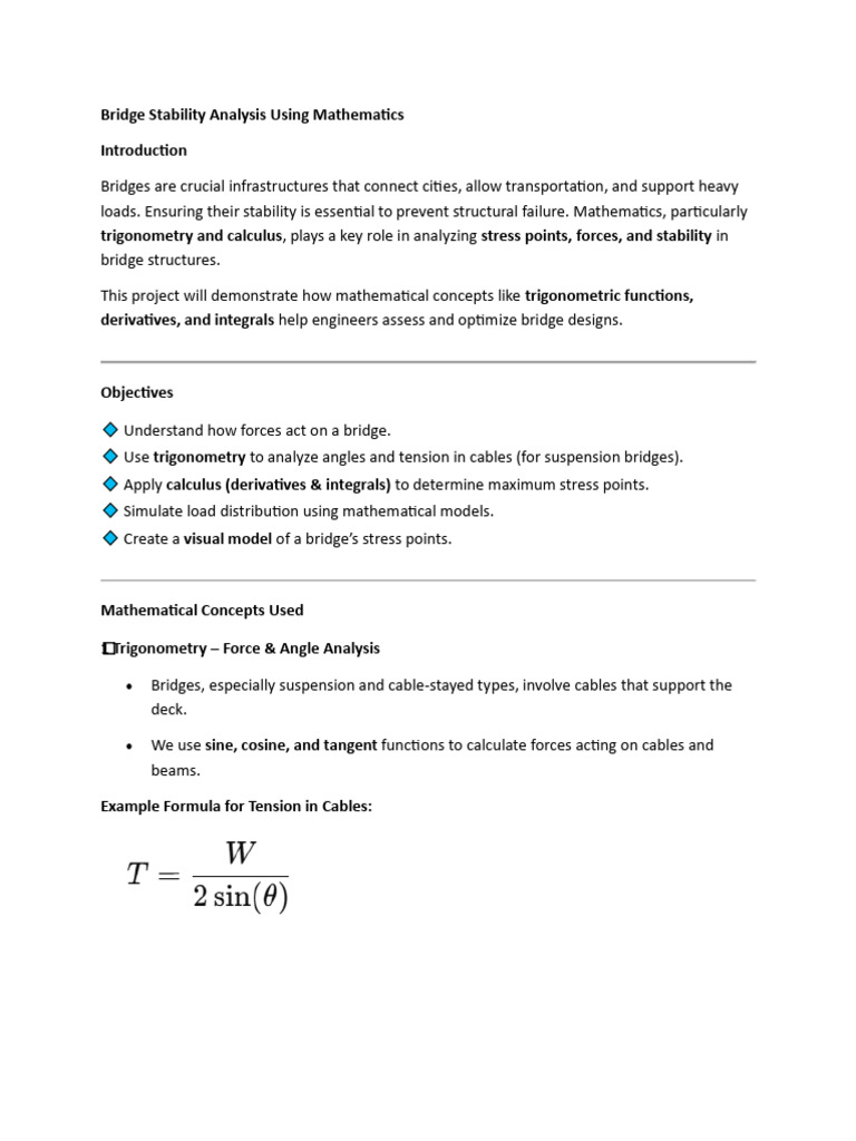 Bridge Stability Analysis | PDF | Trigonometric Functions | Bridge