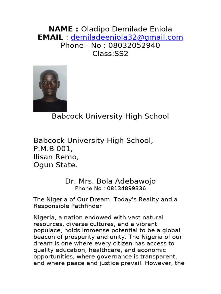 Essay Trem Oladipo Demilade | PDF | Nigeria | Accountability