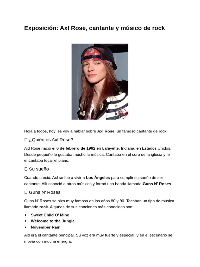 Axl Rose: Icono del Rock y su Legado | PDF