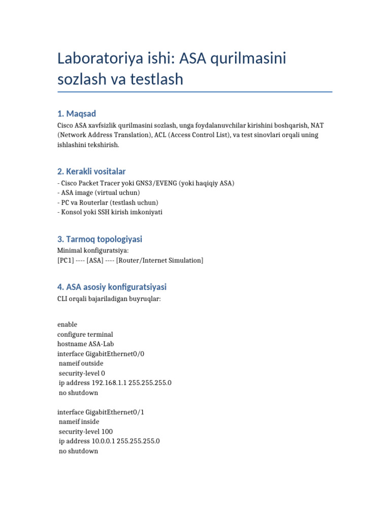 ASA Lab Hisobot | PDF