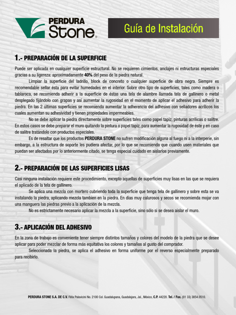 Guia de Instalación Perdura Stone | PDF | Materiales