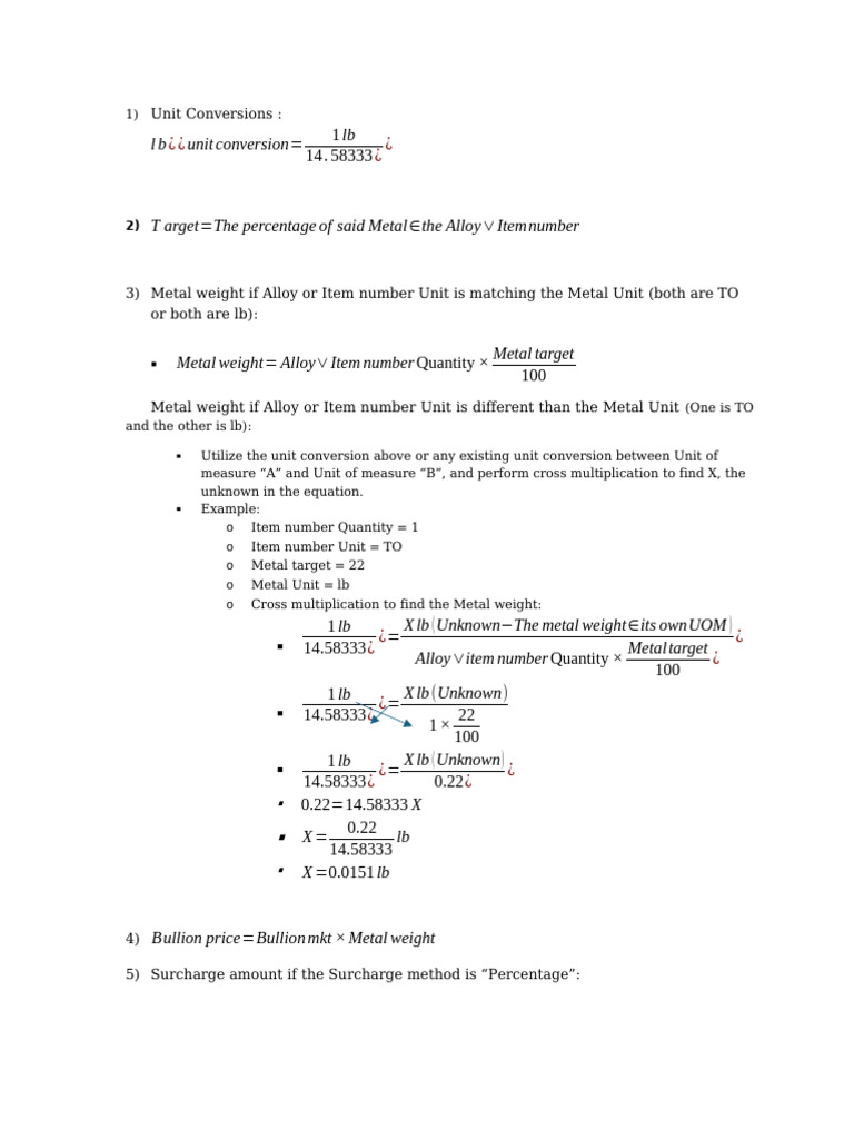 Metal Weight Calculation and Pricing Guide | PDF | Metals | Precious Metals