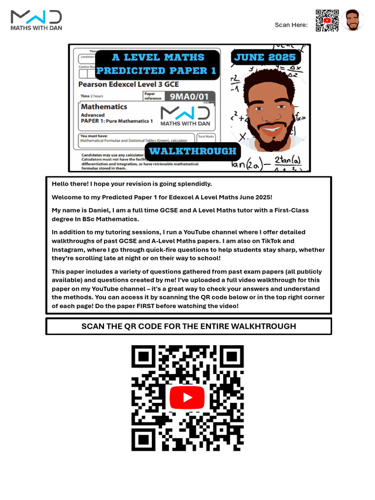 Predicted Edexcel A Level Maths 2025 | PDF | Integral | Equations