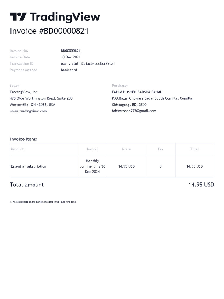 TradingView Invoice | PDF