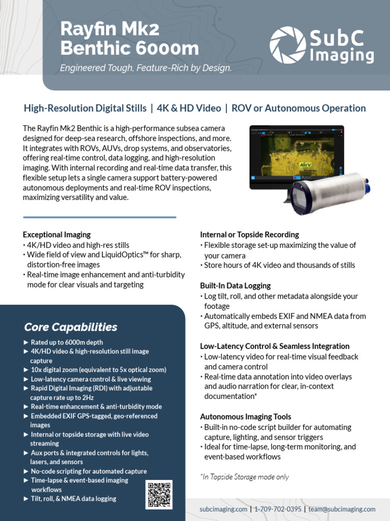 Rayfin Mk2 Benthic Camera Overview | PDF | Camera | Video