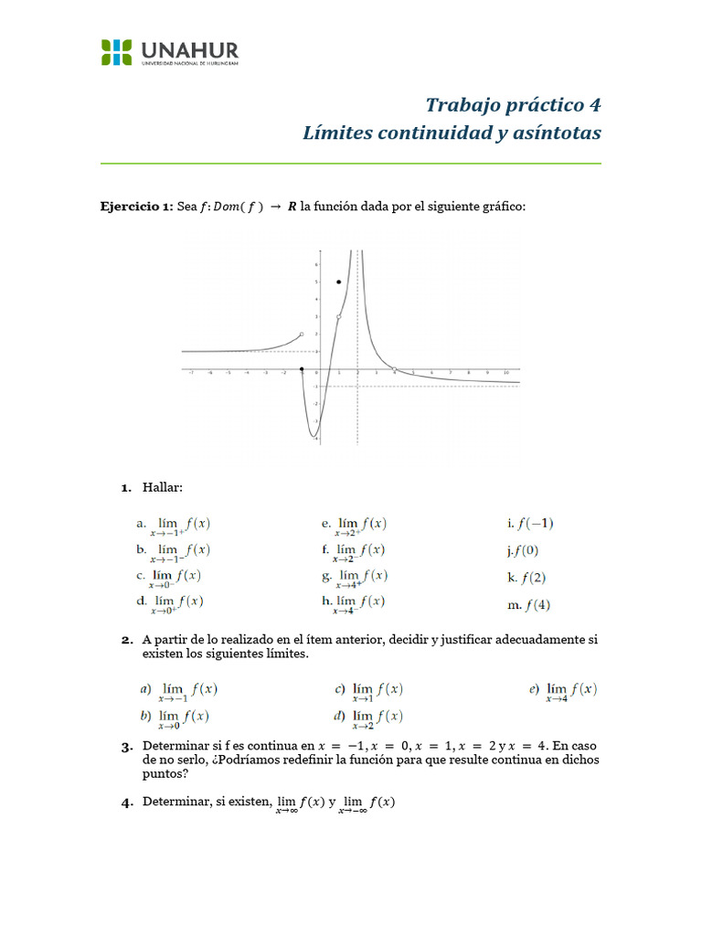 Práctica 4 Limite Continuidad y Asíntotas | PDF | Análisis | Conceptos matemáticos