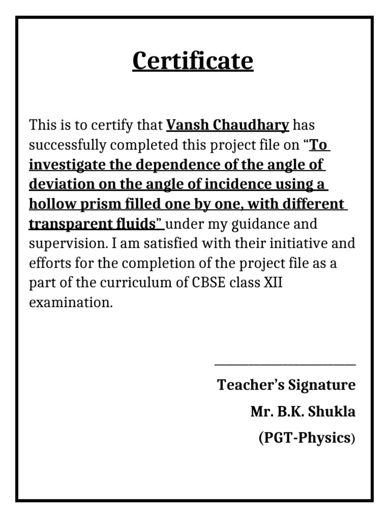 Physics Prism Investigatory Project | PDF | Refractive Index | Refraction