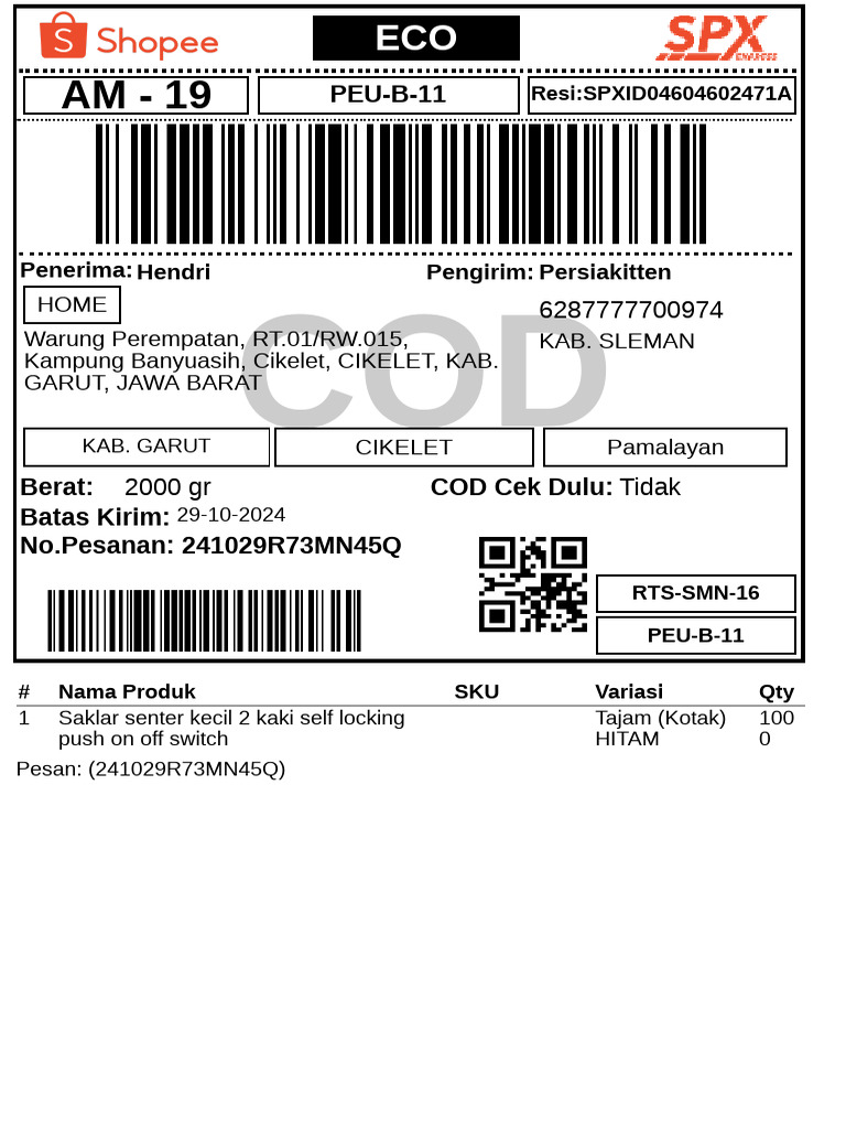 Label Pengiriman | PDF