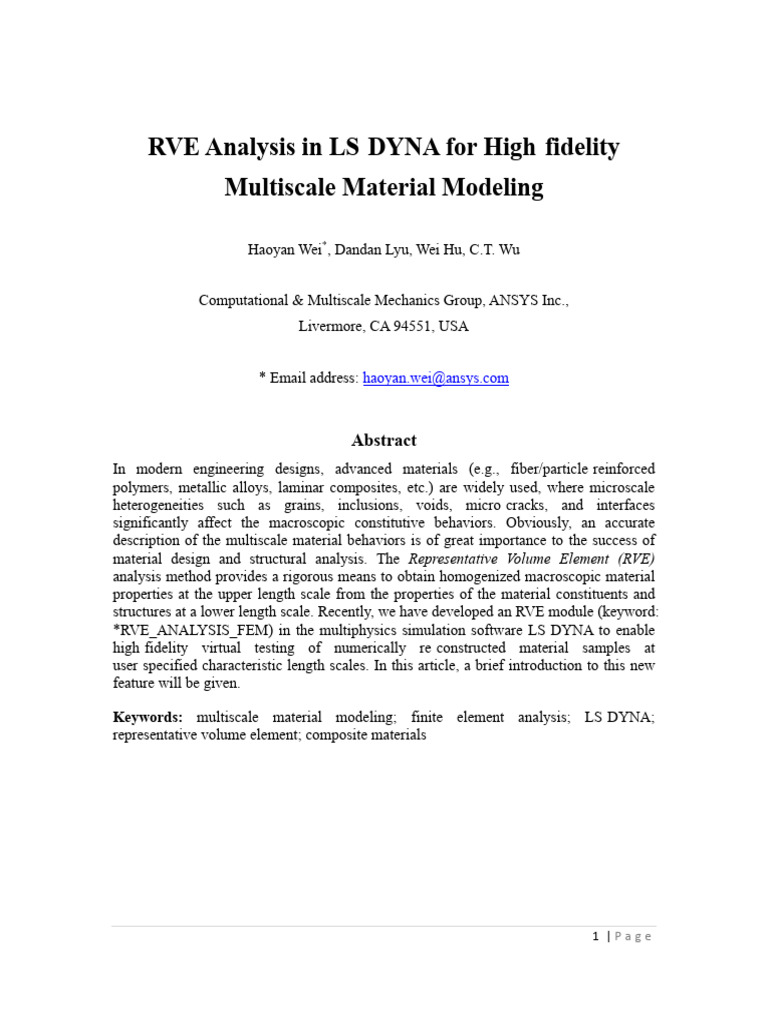 RVE Analysis for Multiscale Materials | PDF | Finite Element Method ...