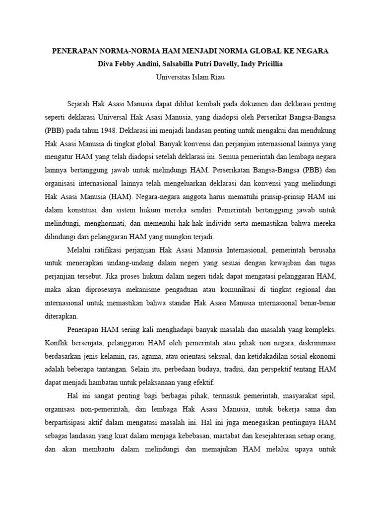 Penerapan Norma HAM Global di Negara | PDF