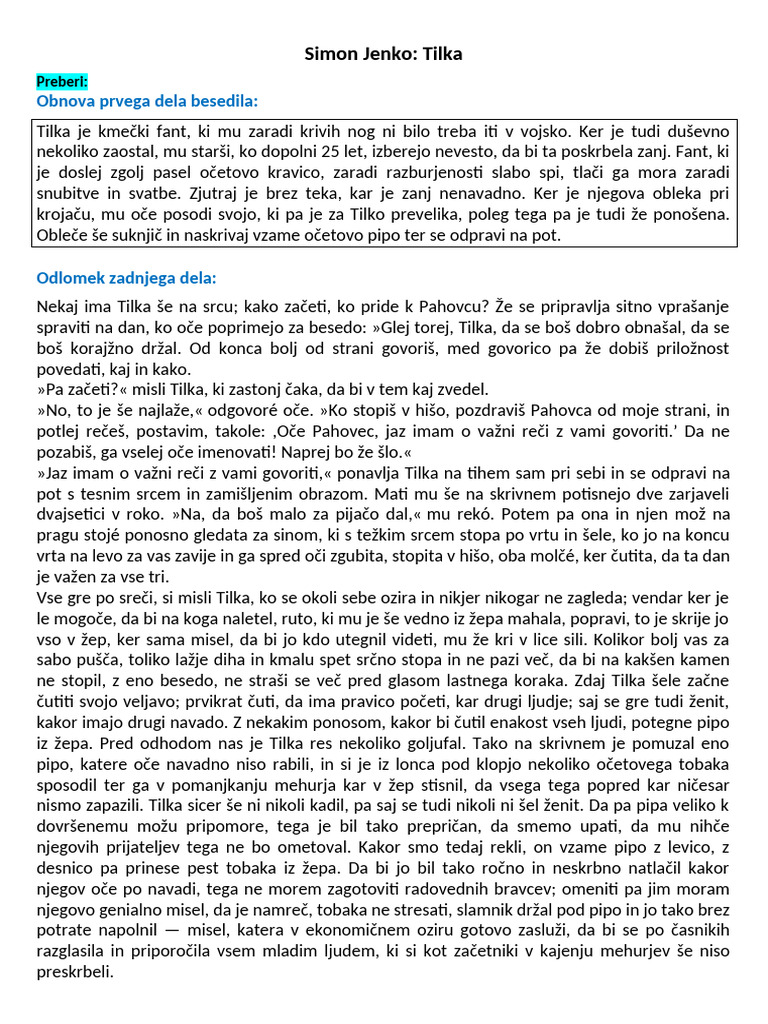 9 Tilka, Simon Jenko | PDF
